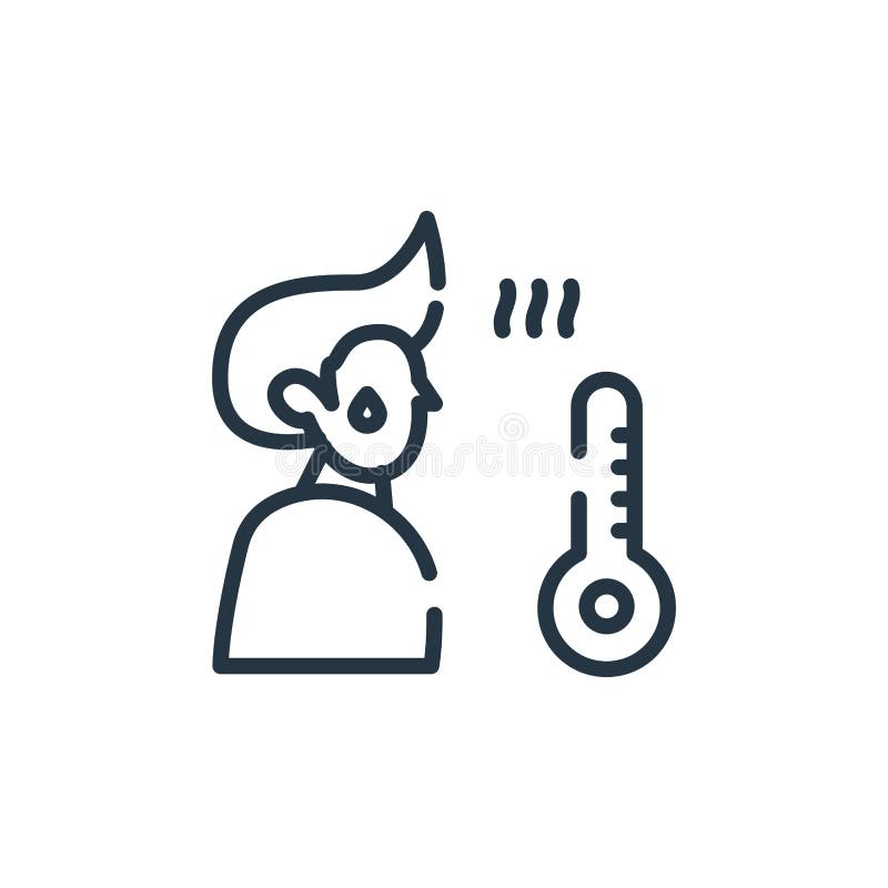 Fever Vector Icon Isolated on White Background. Outline, Thin Line ...