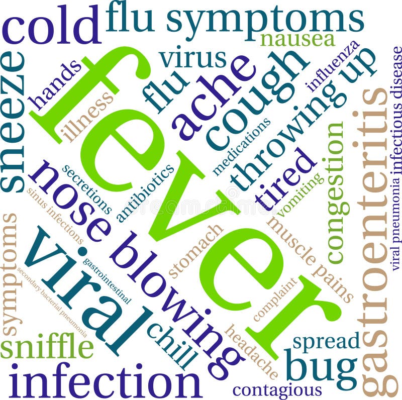 Fever Word Cloud stock illustration. Illustration of antibiotics ...