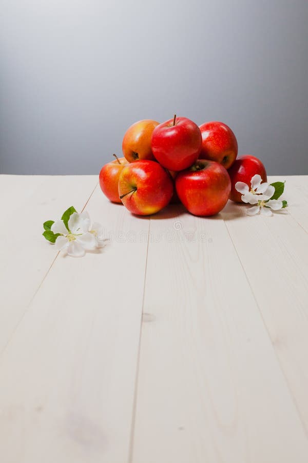 A Few Apples on a White Wooden Surface Stock Image - Image of breakfast ...
