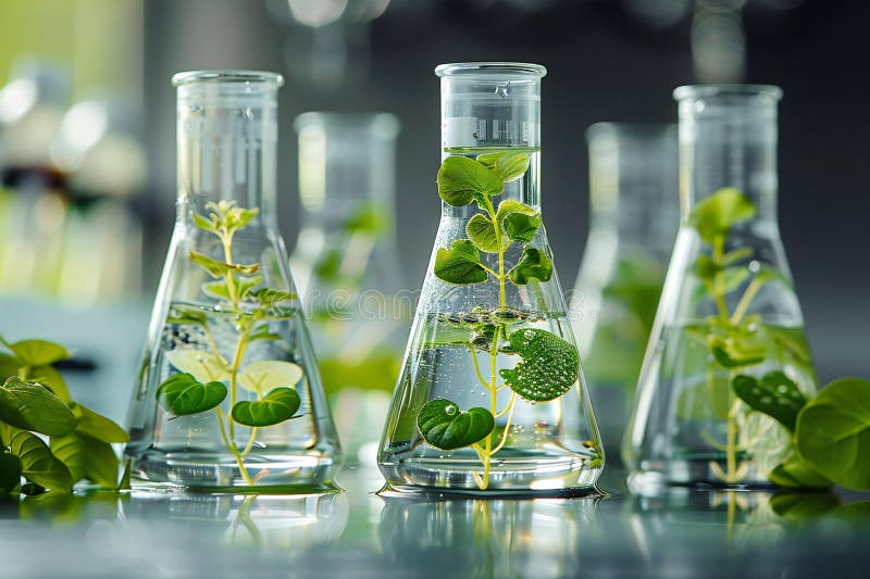 A Few Beaker of Water with Green Plants in Them, High Quality, High ...