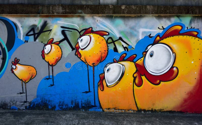 A Few Chicks Graffiti on the Cement Wall Editorial Stock Photo - Image ...