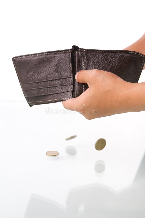 Wallet with No Money Inside Stock Image - Image of fingers, money: 9801495