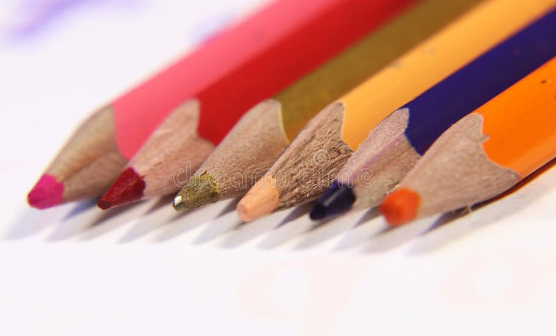 A Few Coloured Pencil Crayons on White Background. Ready for School ...