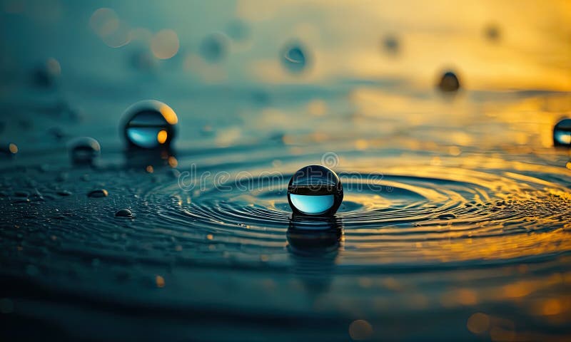 A Few Drops of Water are Seen on a Surface, with One of Them Being a ...