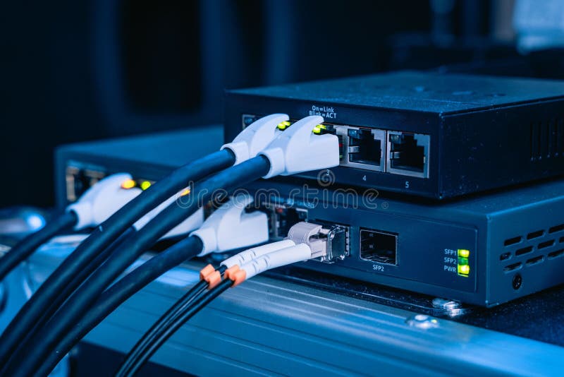 Few Ethernet Cables Connected To a Network Device Stock Image - Image ...
