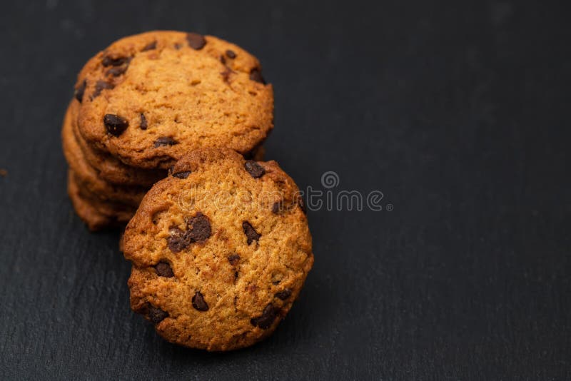 Few Fresh Tasty Cookies with Chocolate Chips Stock Photo - Image of ...
