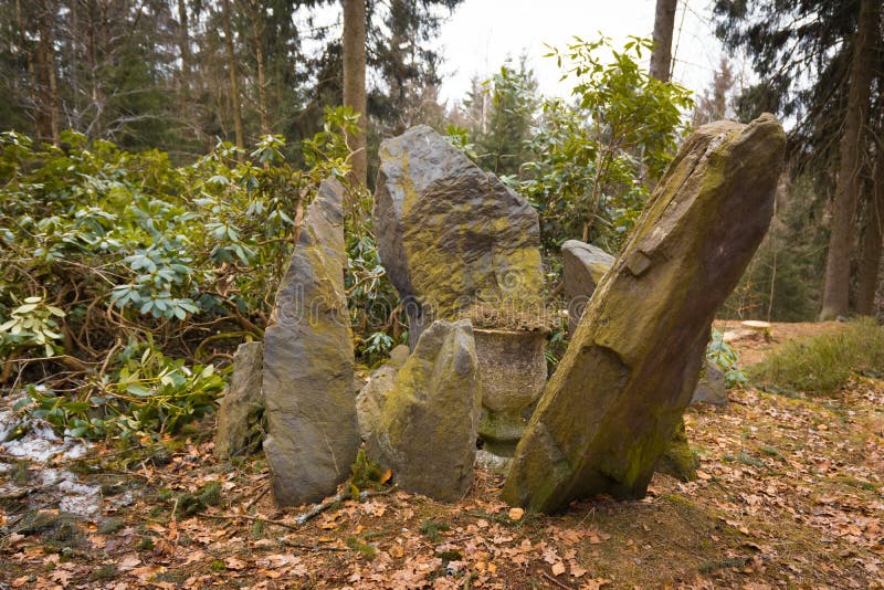 Mysterious Rocks in a Forest in Spring Stock Image - Image of fantasy ...