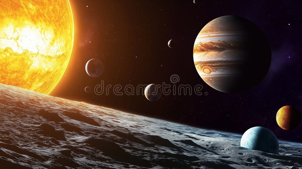 Few Planets in Orbit Around a Distant Star with Surface View of a ...