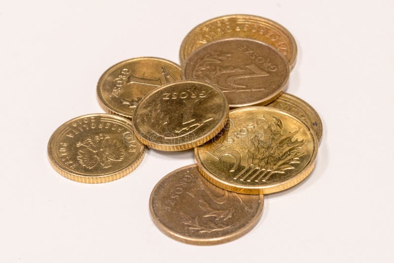 Few Polish Small Value Coins Grosz Money Stock Image - Image of poland ...