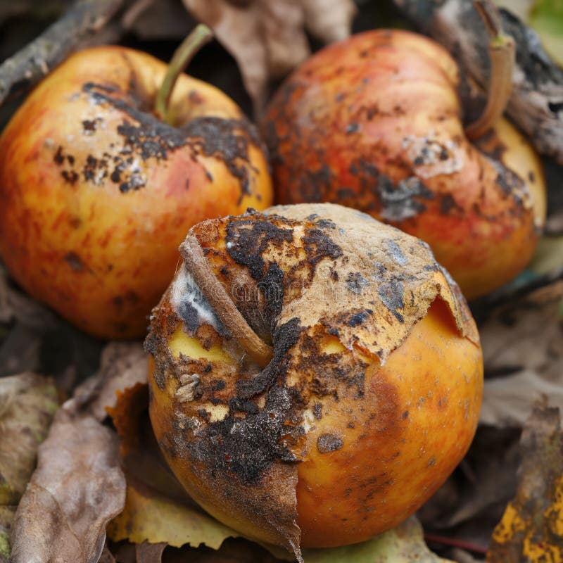 A Few Rotten Apples on the Ground Stock Photo - Image of fallen, food ...