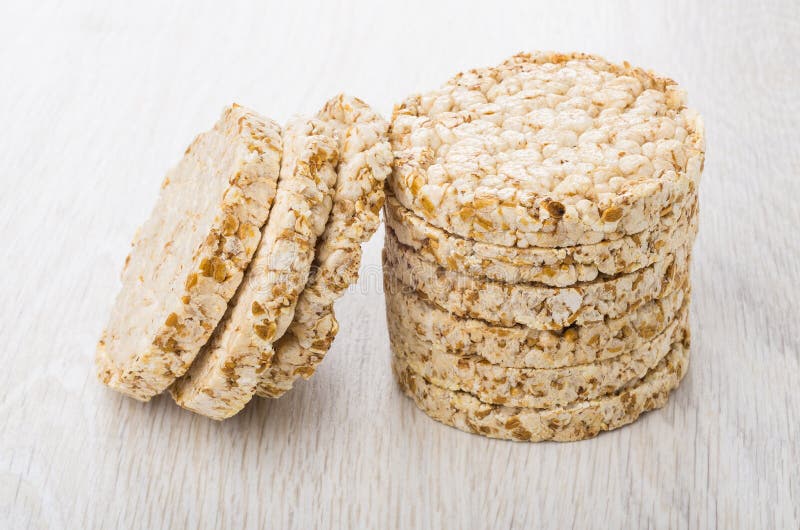 Few Round Crispbread in Stack on Table Stock Photo - Image of bread ...