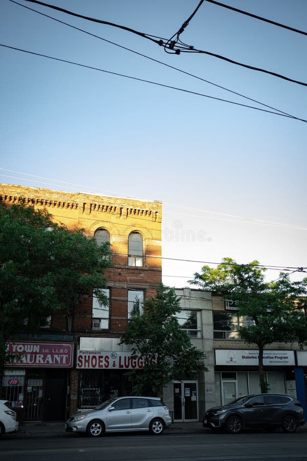 Few Storefronts in Downtown Toronto during the Sunset Editorial Image ...