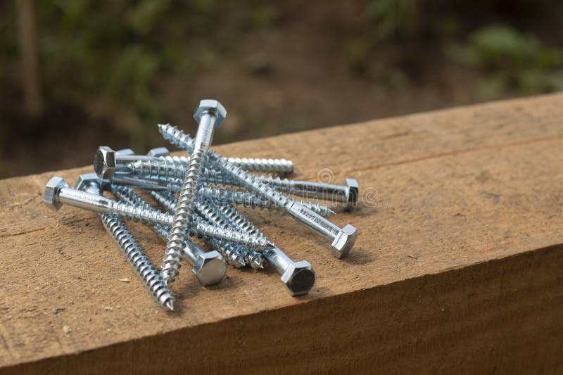 A few timber screws. stock image. Image of installation - 343130703