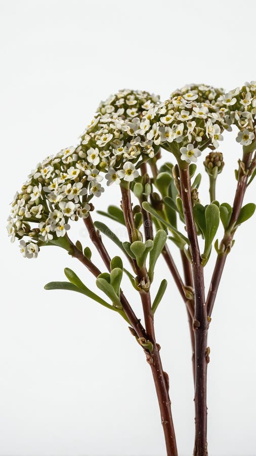 Few Twigs with Small Alyssum Isolated on White Backgro Ai Generated ...