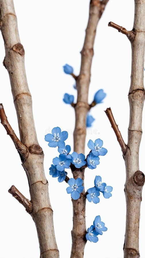 Few Twigs with Small Baby Blue Eyes Isolated on White Ai Generated ...