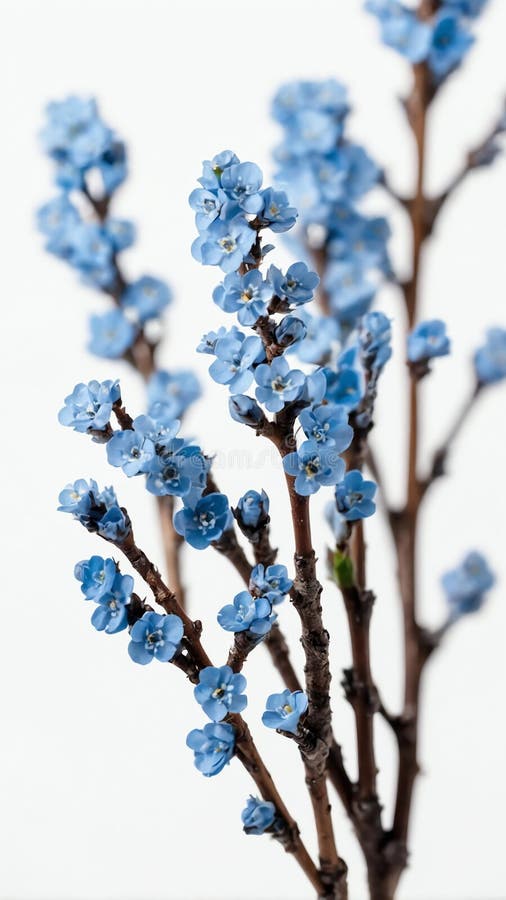 Few Twigs with Small Baby Blue Eyes Isolated on White Ai Generated ...