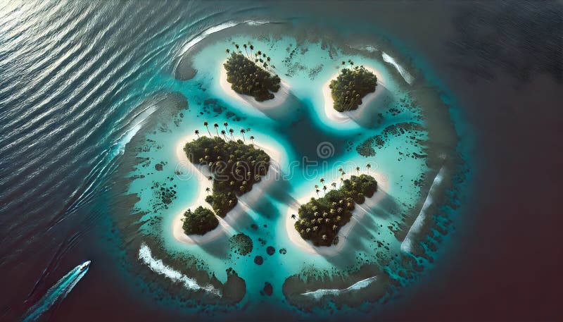 Shallow Turquoise Waters Highlight the Sandy Areas Around the Islands ...