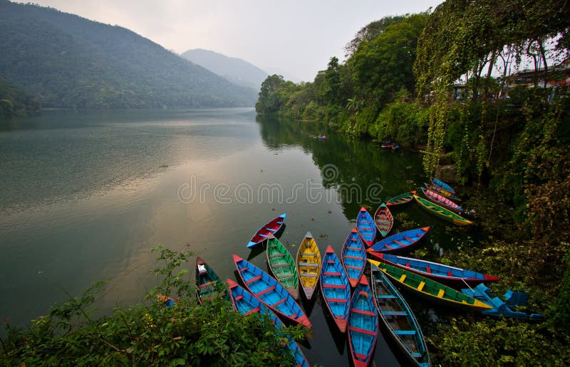 Fewa Lake in Pokhara, Nepal Stock Photo - Image of serene, relax: 38923824