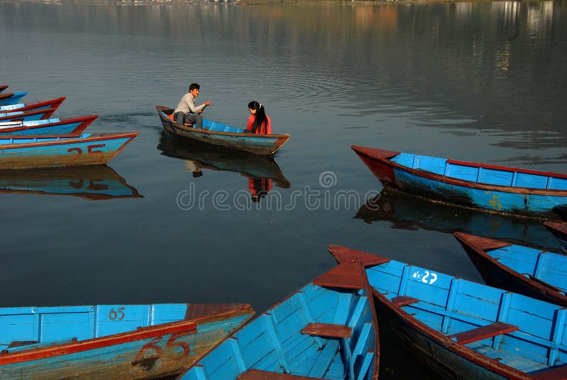 Fewa Lake in Pokhra-Nepal editorial stock image. Image of boats - 22461624