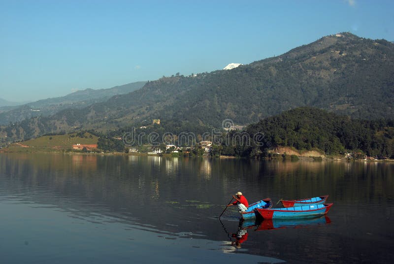 Fewa Lake in Pokhra-Nepal editorial photo. Image of boating - 22550731
