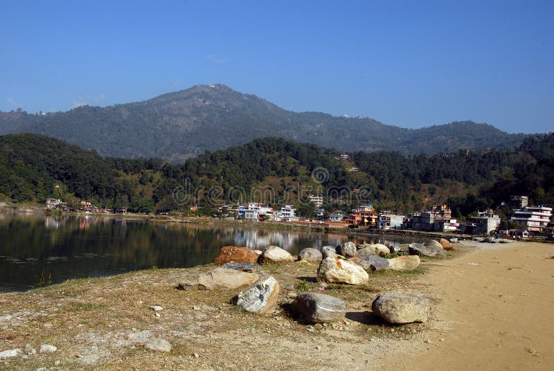 Fewa Lake in Pokhra-Nepal editorial image. Image of mountain - 22550755