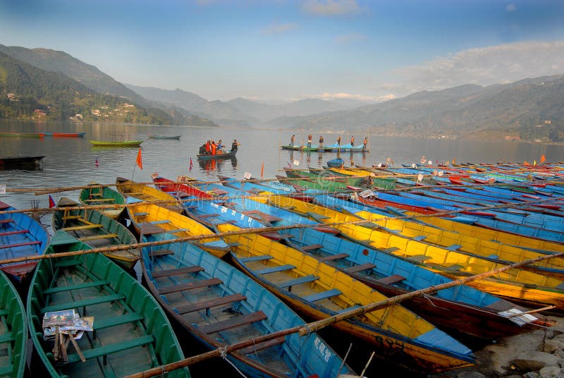 Fewa Lake in Pokhra-Nepal editorial photo. Image of boating - 22550731