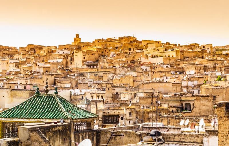 Fez Panoramic View of Town, Marocco. Stock Image - Image of arabic ...