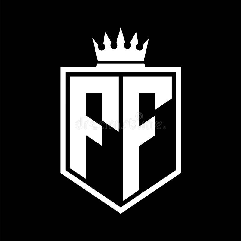 FF Logo Monogram Bold Shield Geometric Shape with Crown Outline Black ...