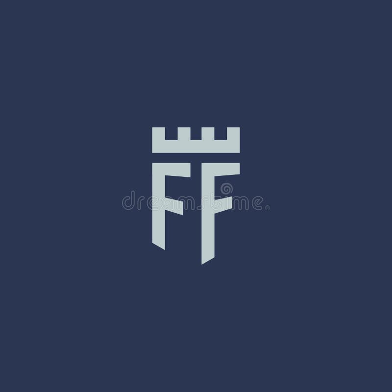 FF Logo Monogram with Fortress Castle and Shield Style Design Stock ...
