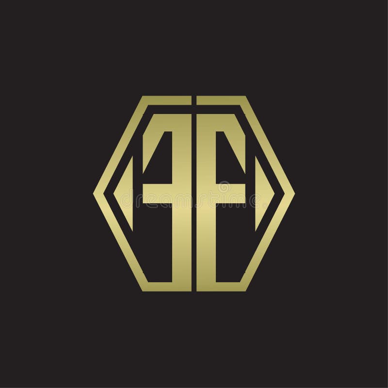 FF Logo Monogram with Hexagon Line Rounded Design Template with Gold ...