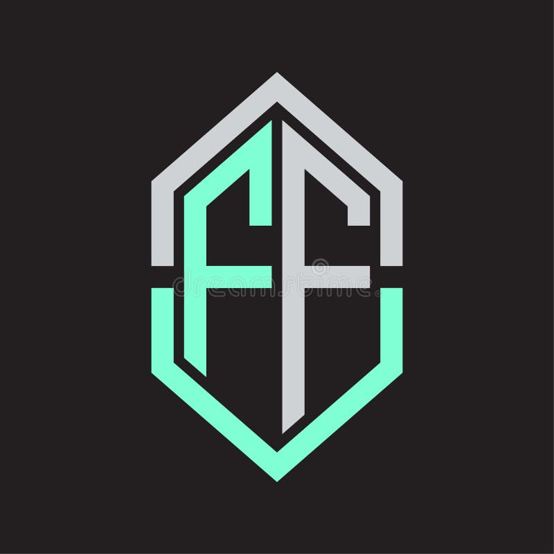 FF Logo Monogram with Hexagon Shape and Outline Slice Style Stock ...