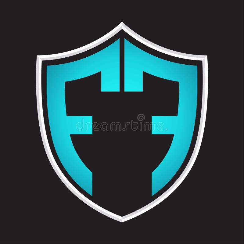 FF Logo Monogram with Shield Shape Isolated Blue Colors on Outline ...
