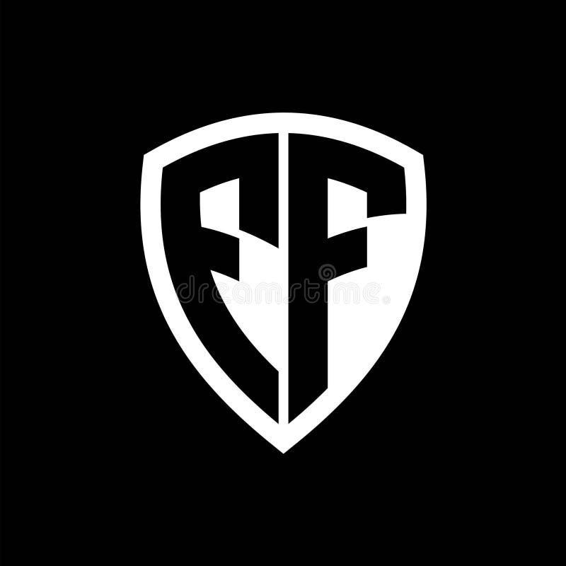 FF Monogram Logo with Bold Letters Shield Shape with Black and White ...