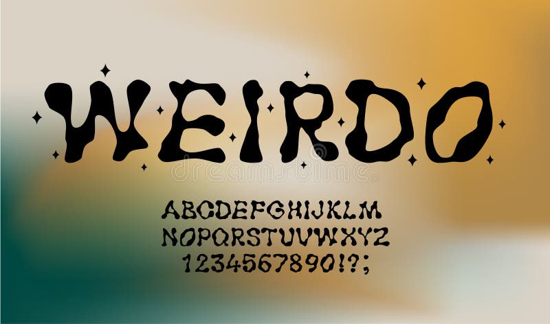 Y2K Font. Liquid Alphabet, Melted Letters and Funky Numbers Stock ...
