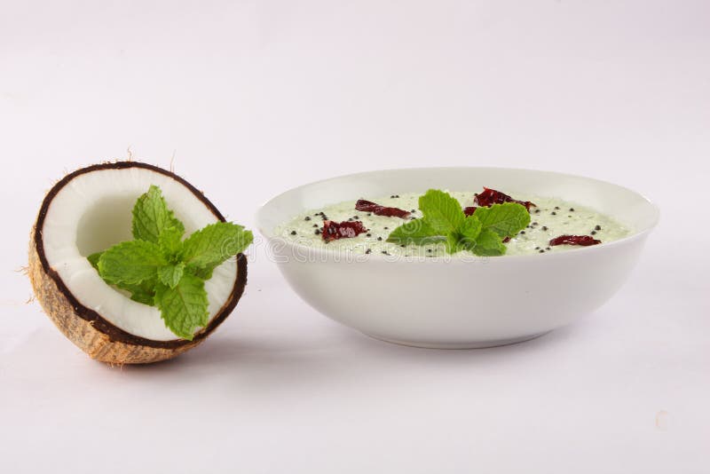 Ffresh Mint Chutney in White Background. Stock Image - Image of focus ...