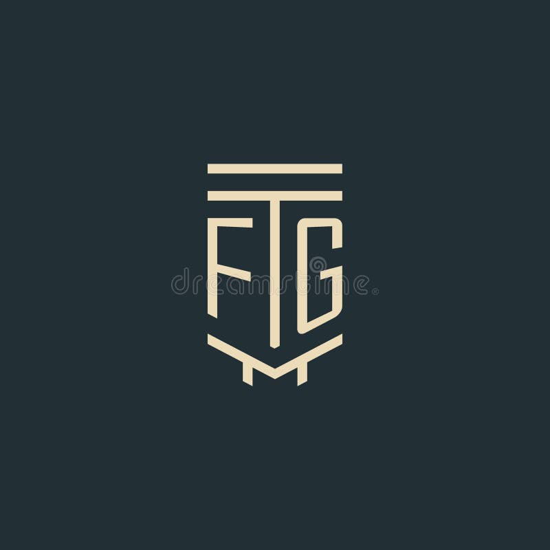 FG Initial Monogram with Simple Line Art Pillar Logo Designs Stock ...