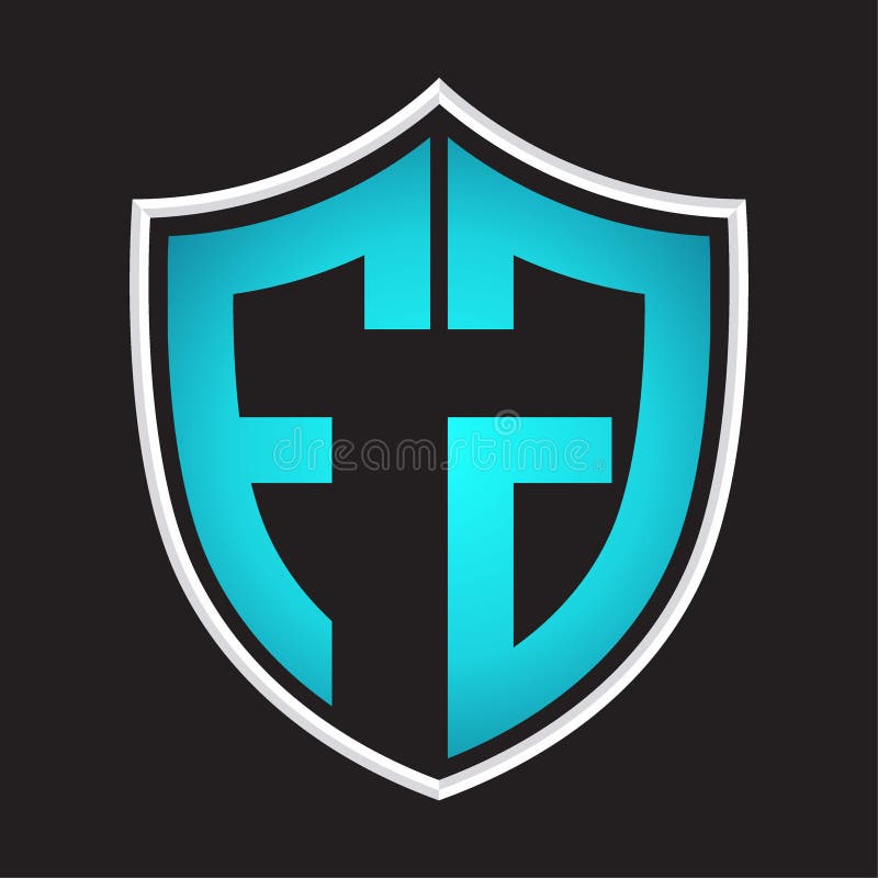 FG Logo Monogram with Shield Shape Isolated Blue Colors on Outline ...
