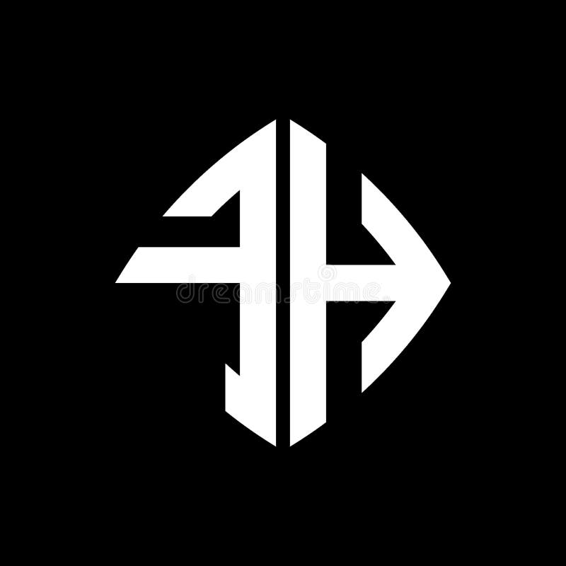 FH Geometric Monogram Logo Curved Square Style Stock Illustration ...