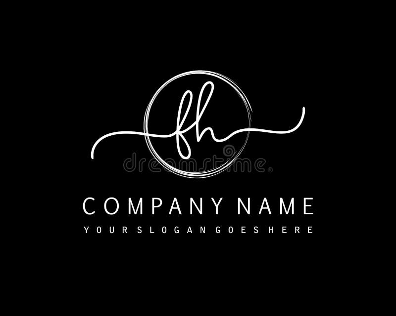 FH Initial Handwriting Logo Circle Hand Drawn Template Vector Stock ...
