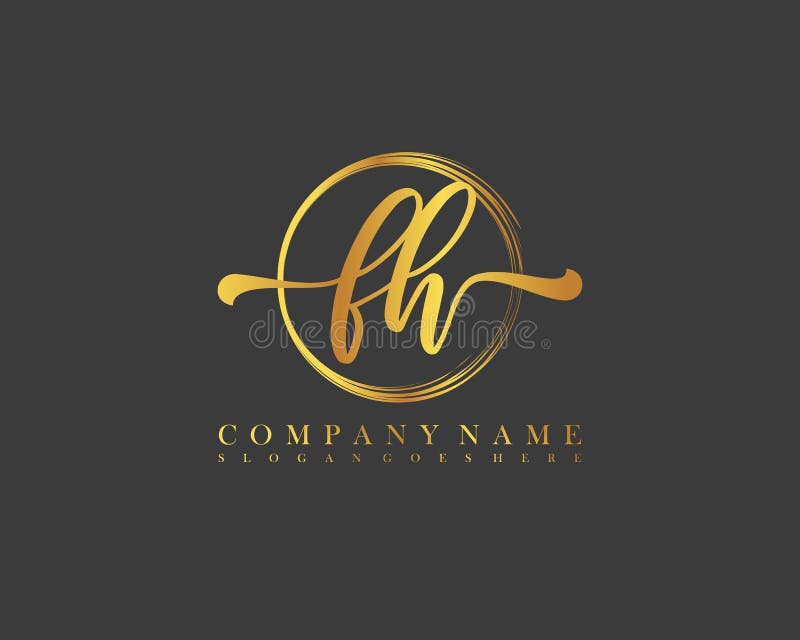 FH Initial Handwriting Logo Circle Hand Drawn Template Vector Stock ...