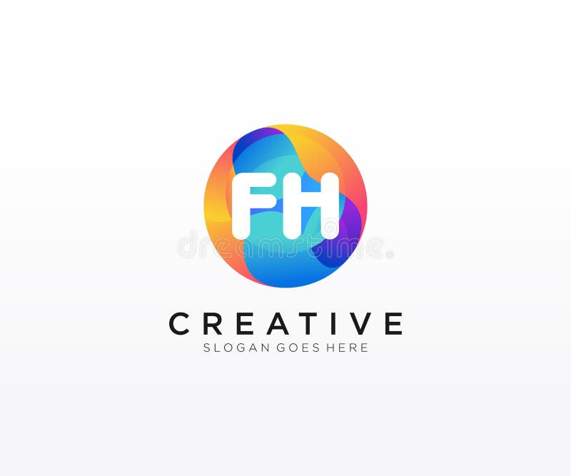 FH Initial Logo with Colorful Circle Template Vector Stock Vector ...
