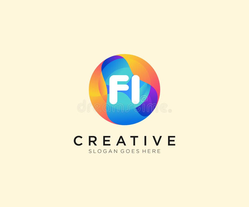 FI Initial Logo with Colorful Circle Template Vector Stock Vector ...