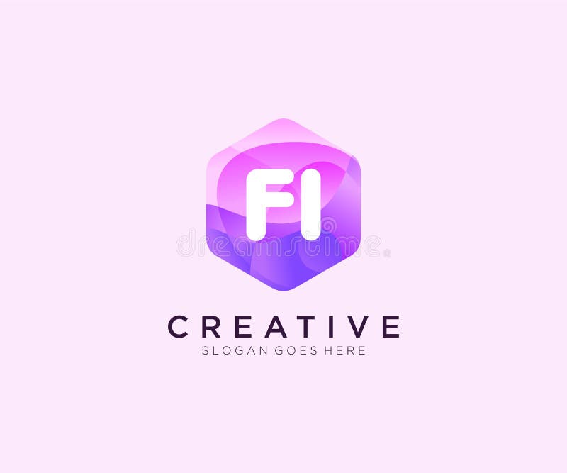 FI Initial Logo with Colorful Hexagon Modern Business Alphabet Logo ...