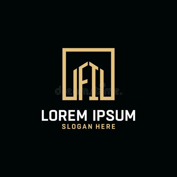 FI Initial Monogram Logo Design with Square Shape Design Ideas Stock ...