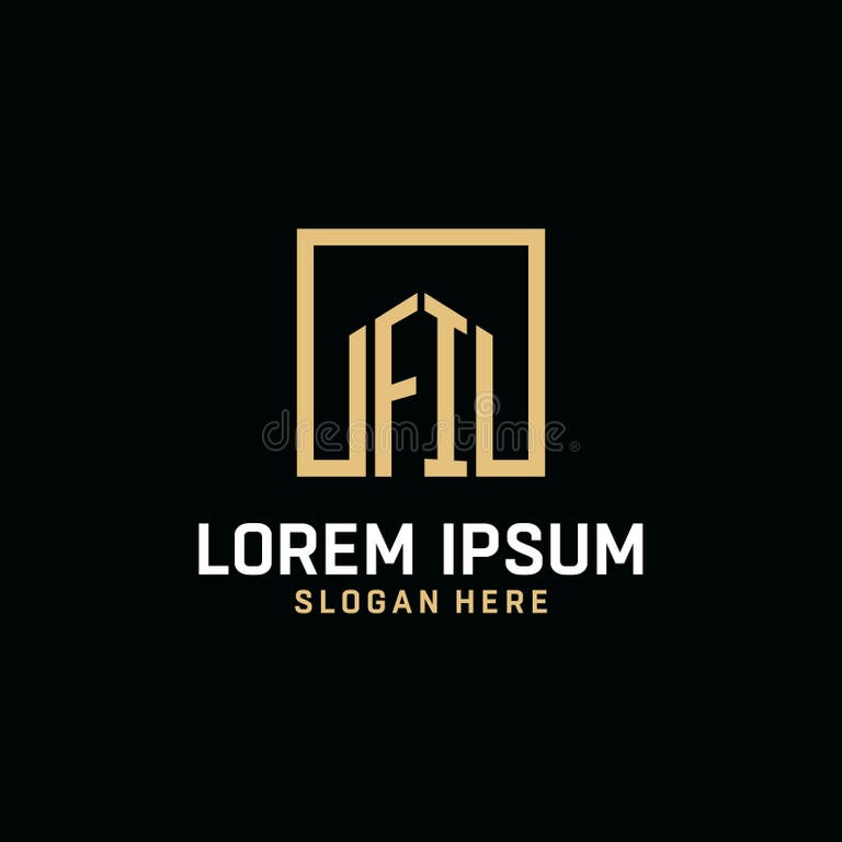 FI Initial Monogram Logo Design with Square Shape Design Ideas Stock ...