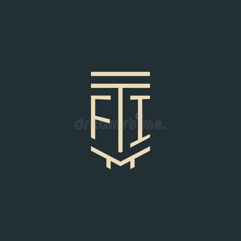 FI Initial Monogram with Simple Line Art Pillar Logo Designs Stock ...