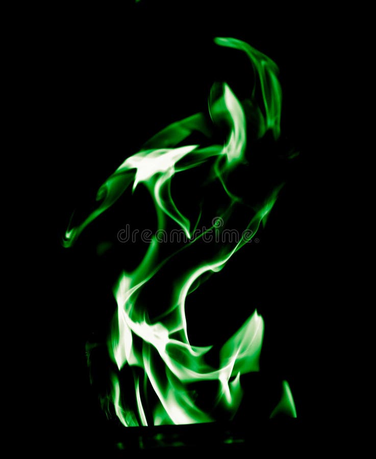 Fiamma Verde Di Fuoco Su Un Fondo Nero Fotografia Stock - Immagine di ...