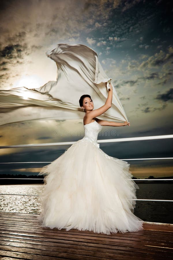 FiancÃ© in the wind. stock photo. Image of lady, marry - 16207408