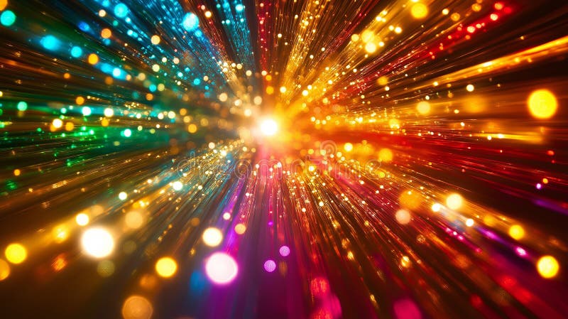 Fiber Abstract Optics Background with Lots of Light Rays and Bokeh ...