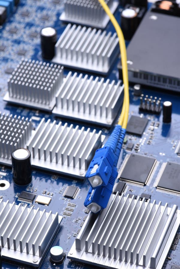 Fiber Cable Patch Cord on Electronic Board Stock Image - Image of focus ...